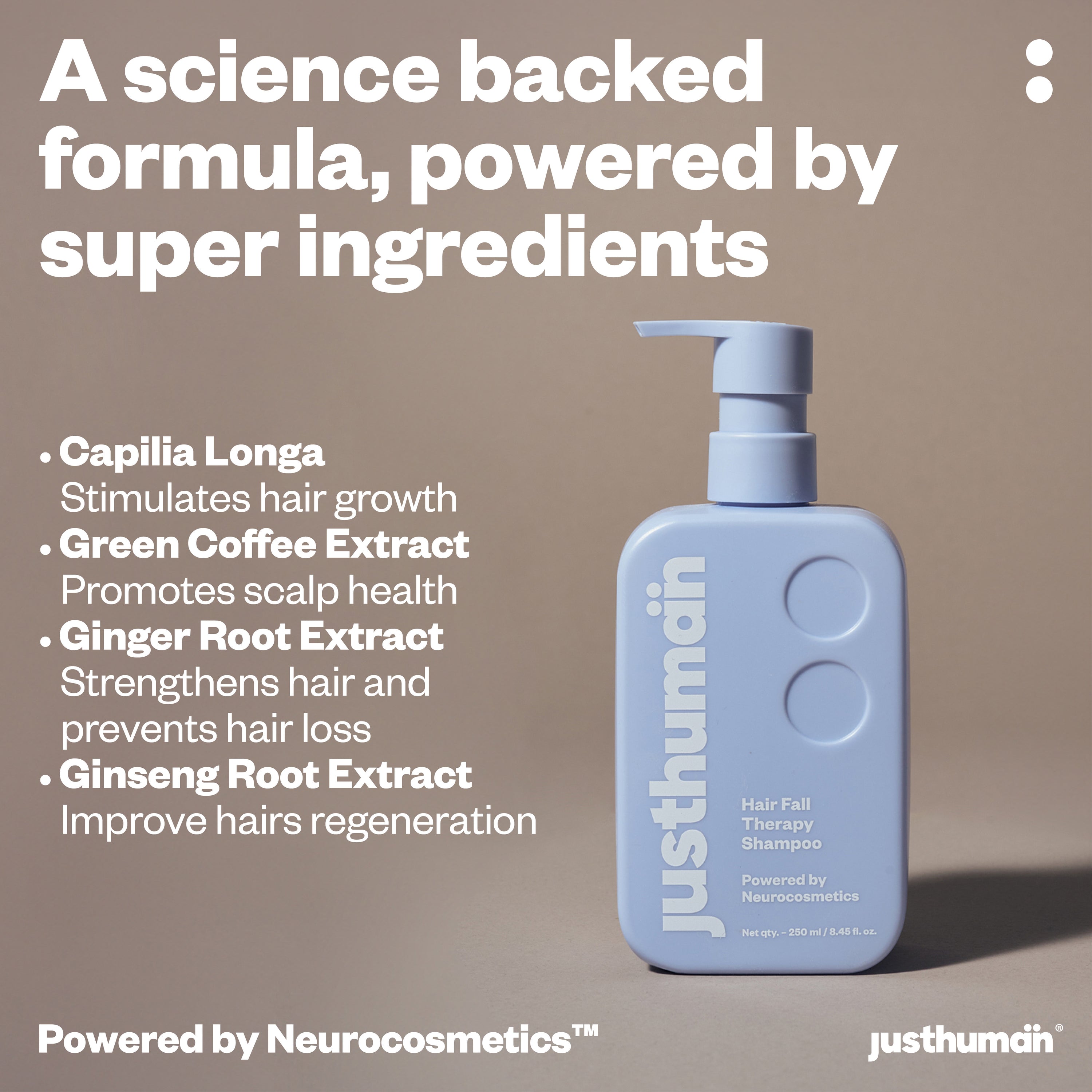 Hair fall Therapy Shampoo for hair thickening and reviving – Justhuman